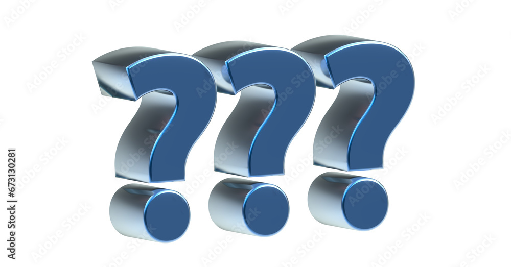 drei blaue exklusive plakative Fragezeichen 3D-Rendering, Frage ... drei blaue exklusive plakative Fragezeichen 3D-Rendering, Frage ...