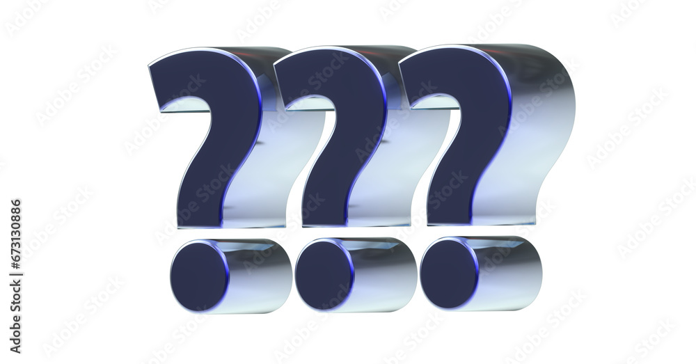 drei blaue exklusive plakative Fragezeichen 3D-Rendering, Frage ... drei blaue exklusive plakative Fragezeichen 3D-Rendering, Frage ...