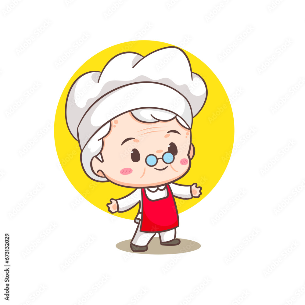 Cute grandmother chef cartoon. Grandma cooking logo vector art. People ...