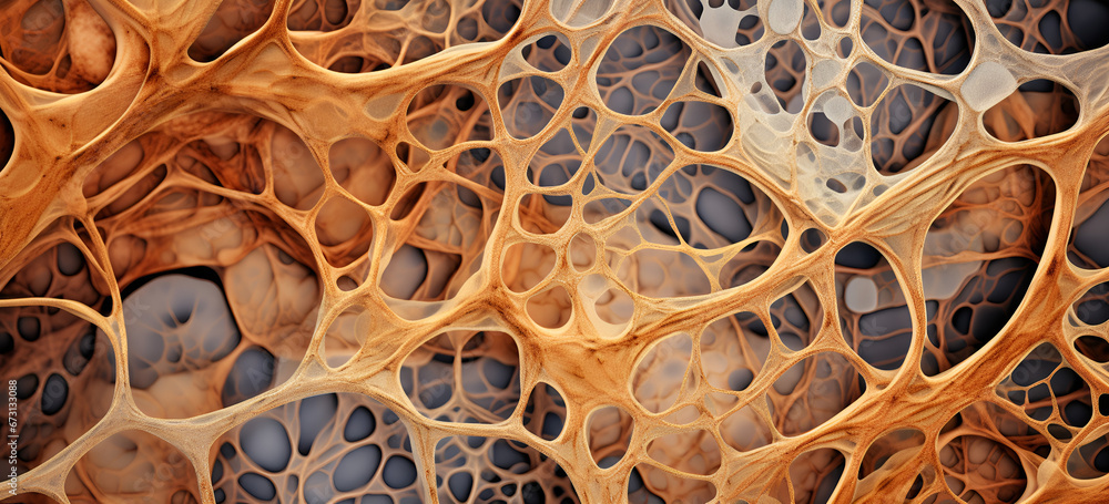 The surface of the skin under the microscope. Molecules and pink skin ...