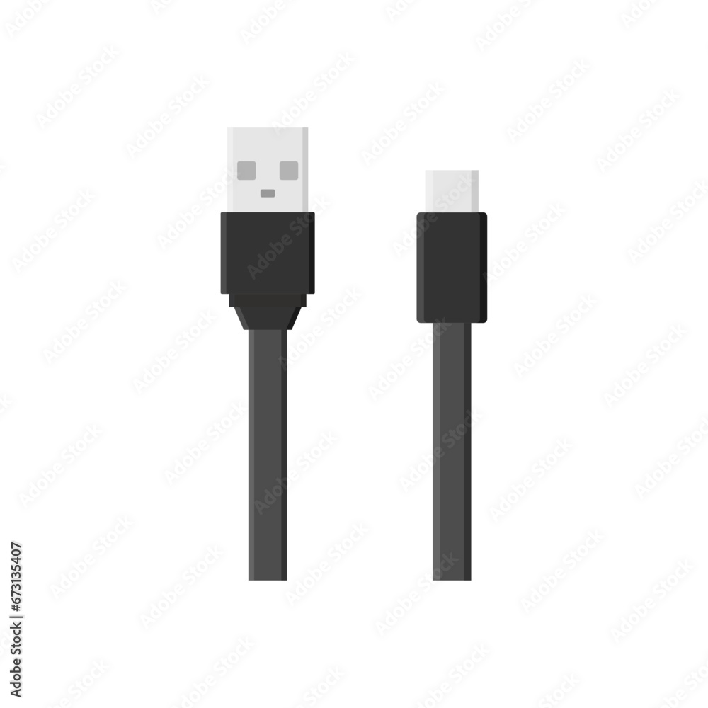 usb cable flat design vector illustration isolated on white background ...