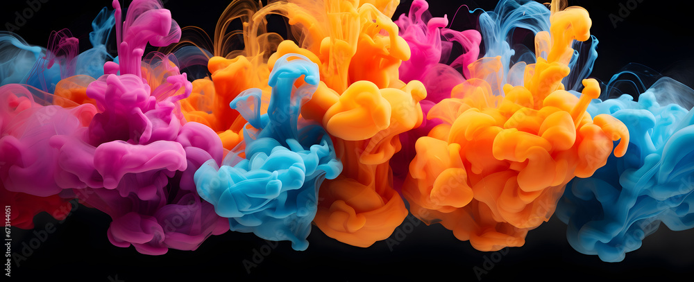abstract colorful background with exploding paint colors in the air ...