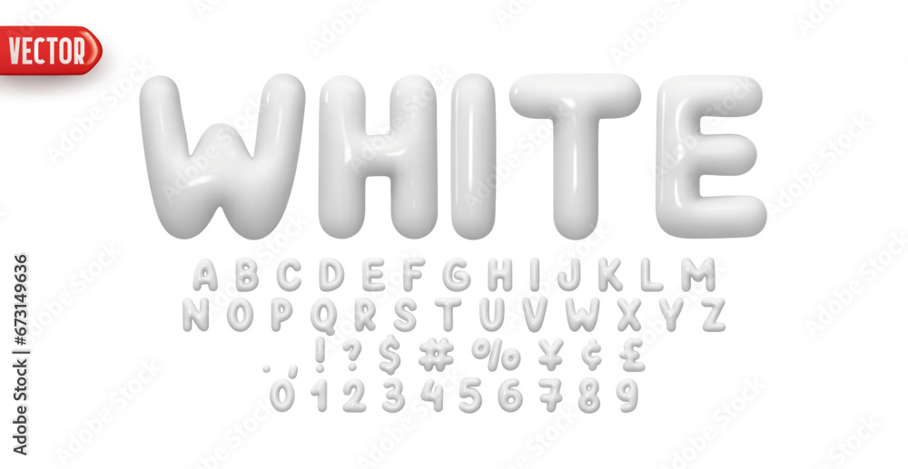 White Font realistic 3d design. Complete alphabet and numbers from 0 to ...