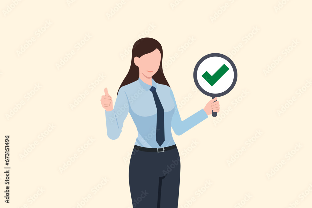verification and approval of the business choice. business woman ...