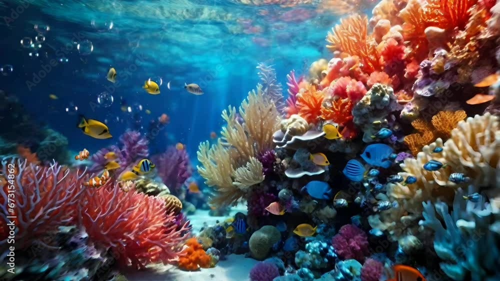 coral reef with fish, seamless looping video animated background Stock ...