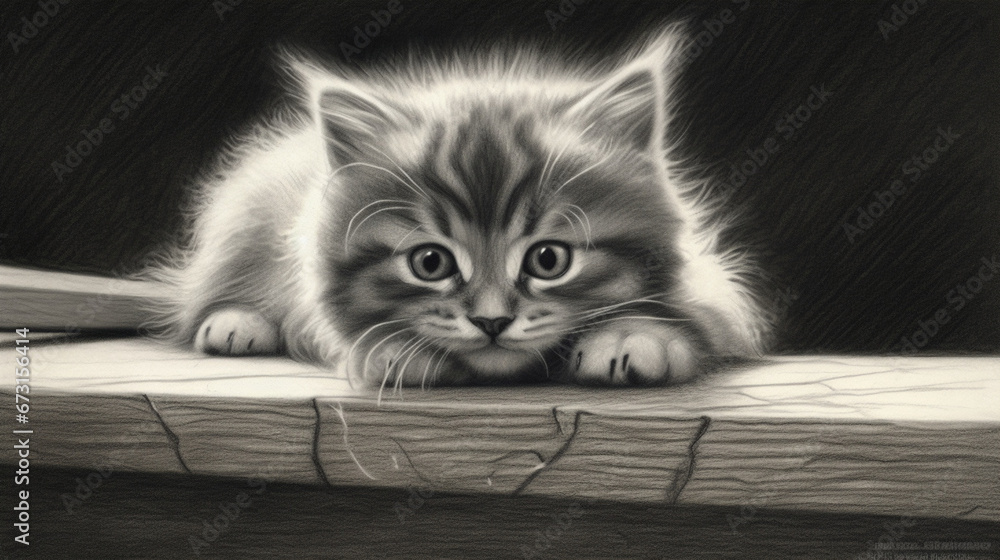 Illustration d'un chat. Animal domestique, chat, chaton, mignon ...