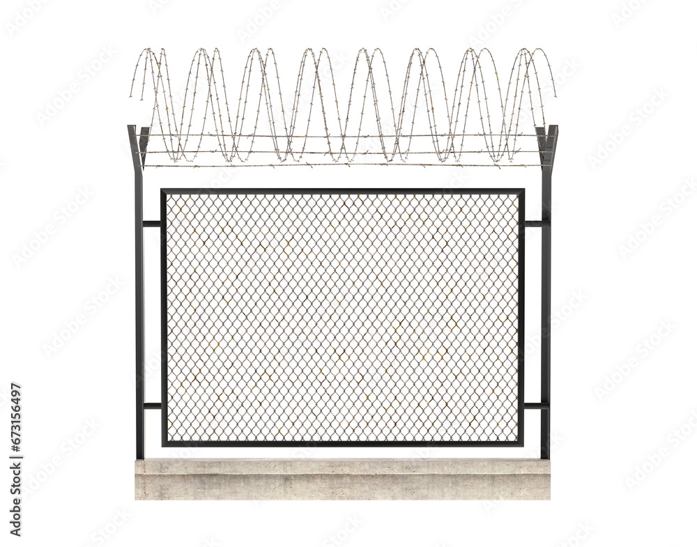 Metal fence with barbed wire or barbed wire steel wall. png ...