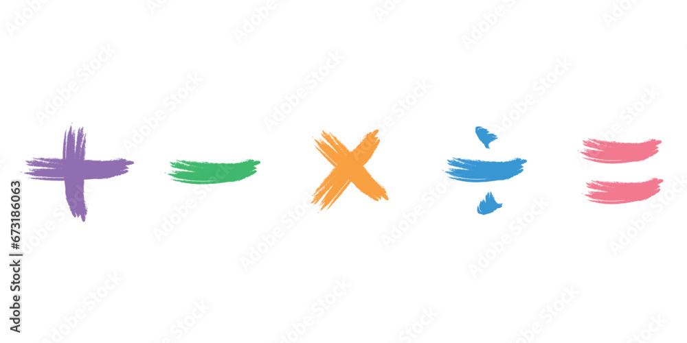 Mathematical symbol brush. Plus, minus, multiplication, division and ...
