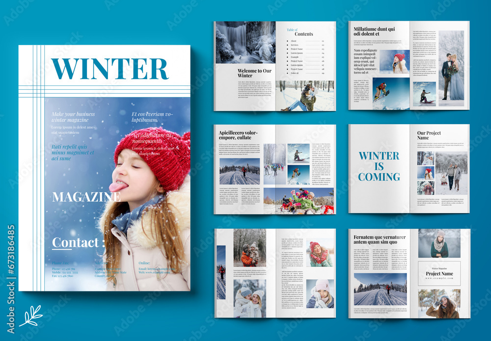 Winter Magazine Layout Stock Template | Adobe Stock