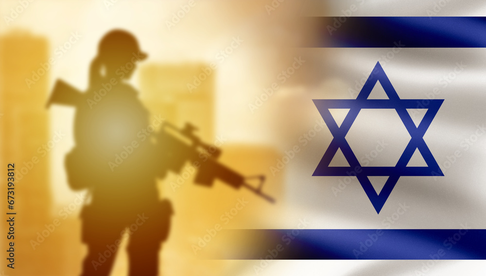 Army soldier. Israel flag. Woman with military weapons. Soldier tsahal ...