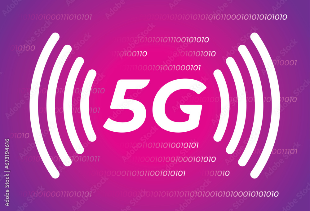 5G logo. 5G logo on digital background. 5G logo on purple background ...