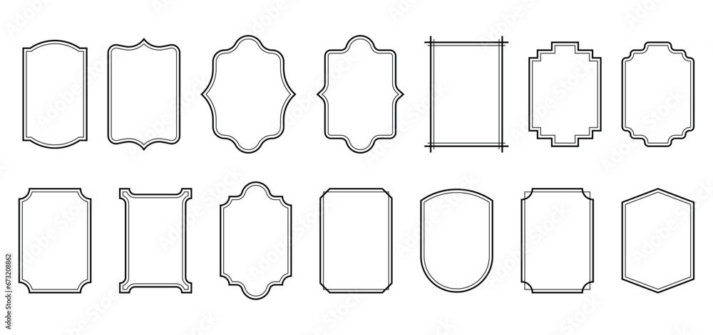 Set of simple line frames with double stroke. Vector illustration ...