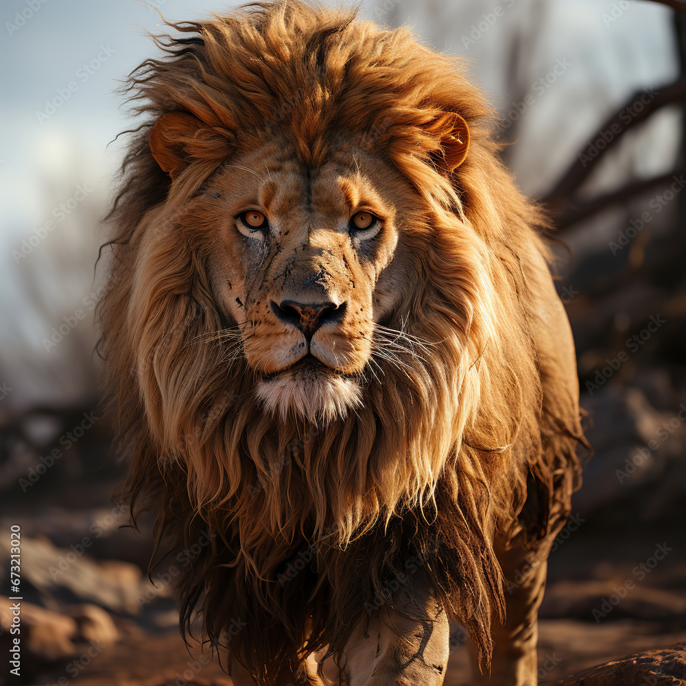 King of the Savanna: A Majestic Lion's Journey,portrait of a lion ...