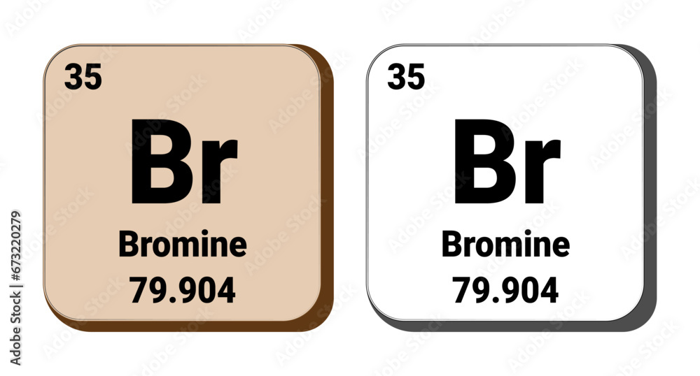 Br, Bromine element vector icon, periodic table element. Vector ...