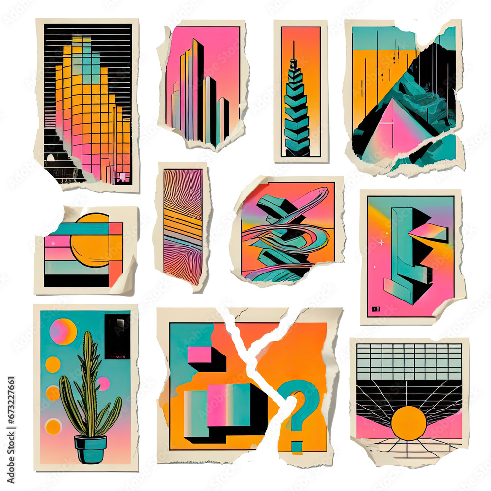 Old Grunged Crushed Dirty Ripped Recycled Torn paper sticker label ...