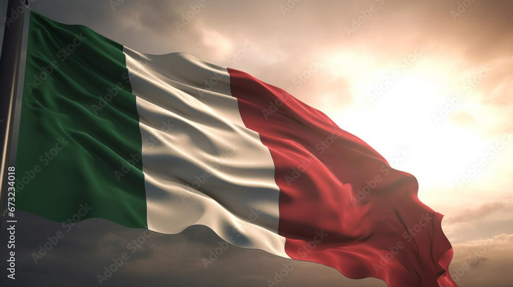 Drapeau de l'Italie, étendard. Pays, Europe. Vert, blanc et rouge ...