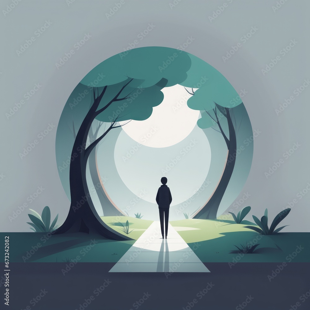 man walking alone in the tunnel of the moon man walking alone in the ...