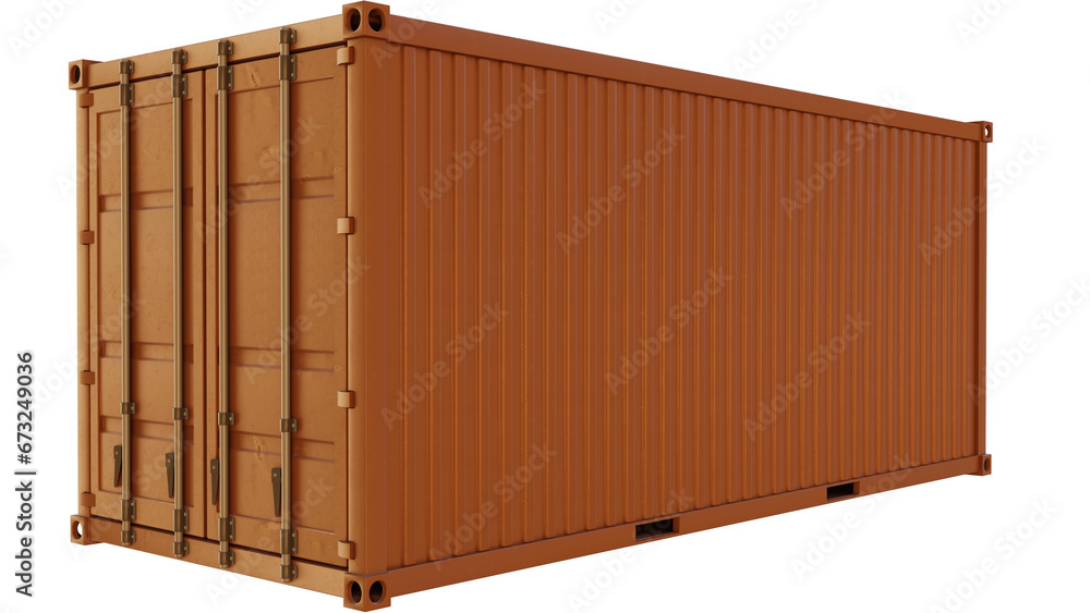 Shipping Container 20 feet size. 3D Illustration with PNG Transparent ...