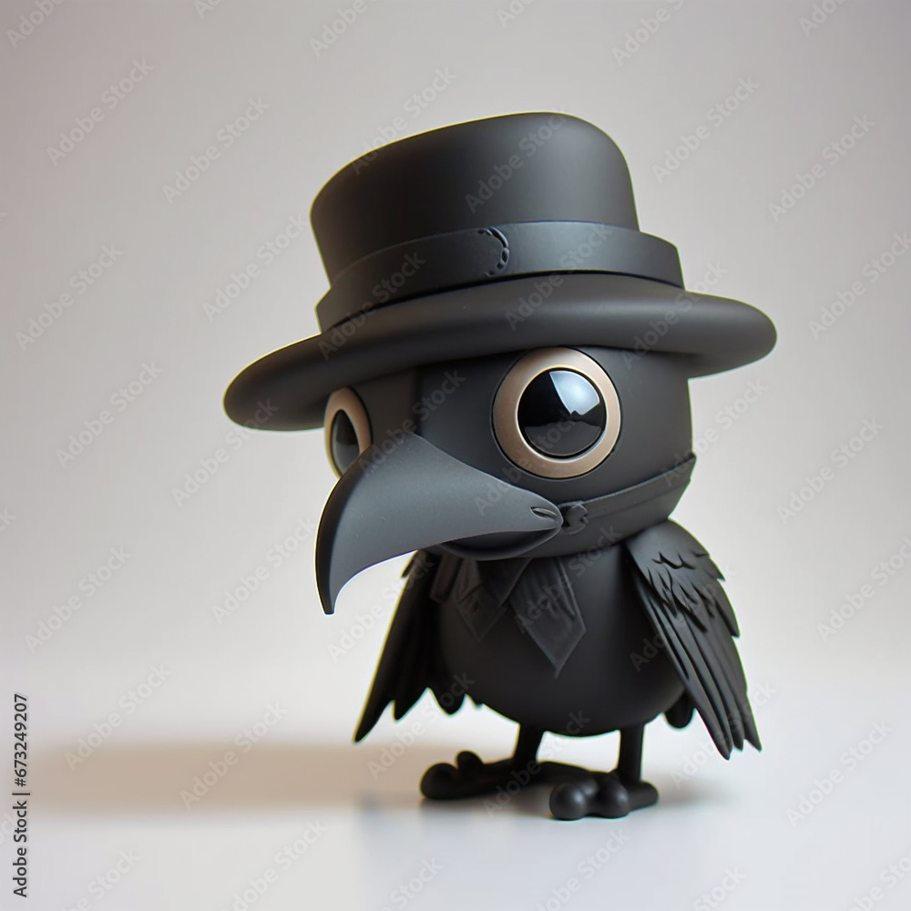 Feathered Healer: Adorable Crow Wearing a Plague Doctor Mask Stock ...