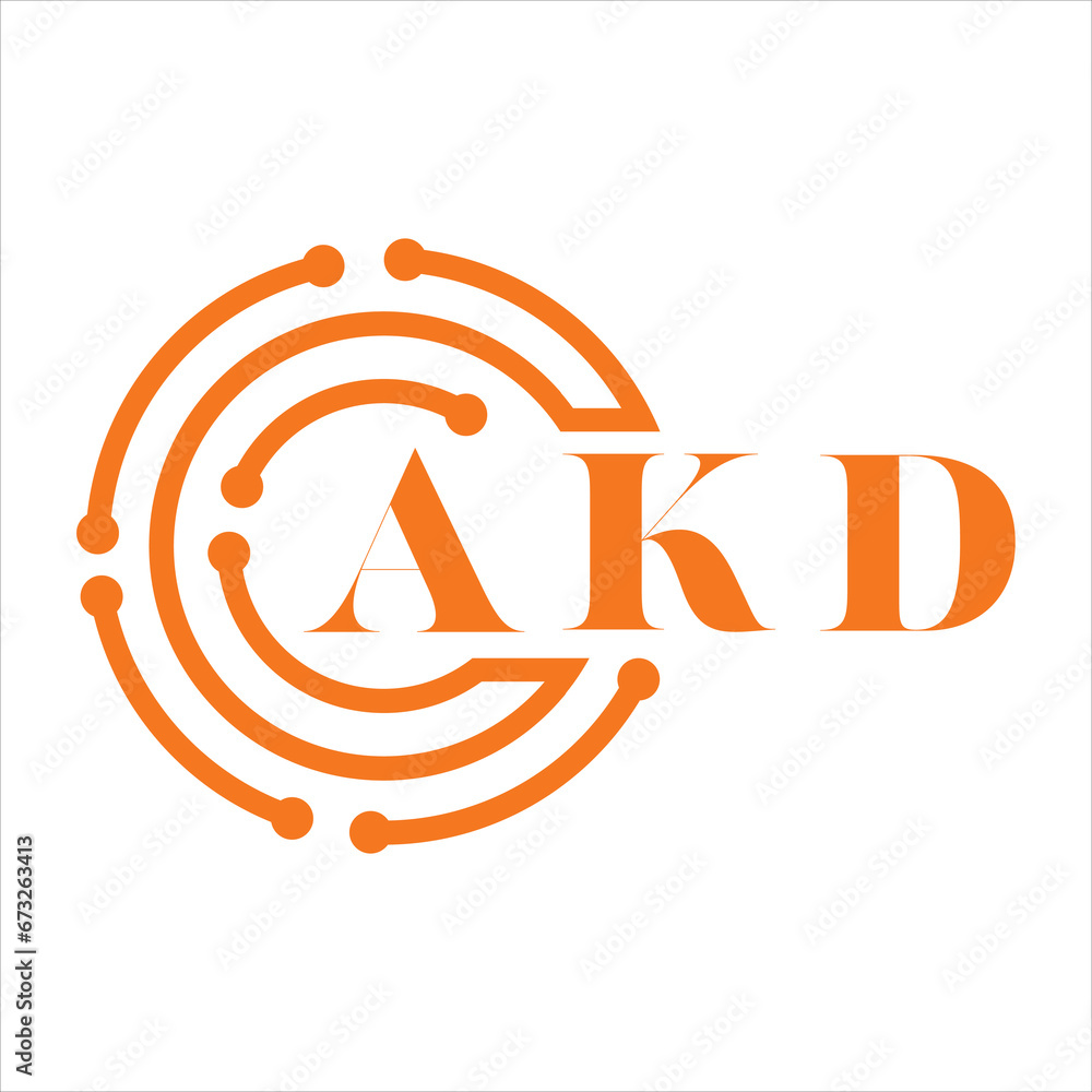 AKD letter design.AKD letter technology logo design on white background ...