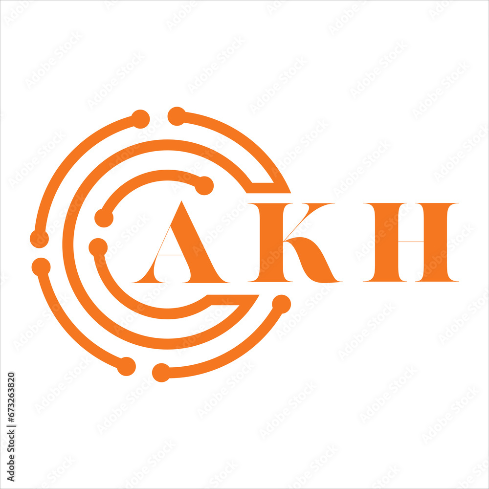 AKH letter design.AKH letter technology logo design on white background ...