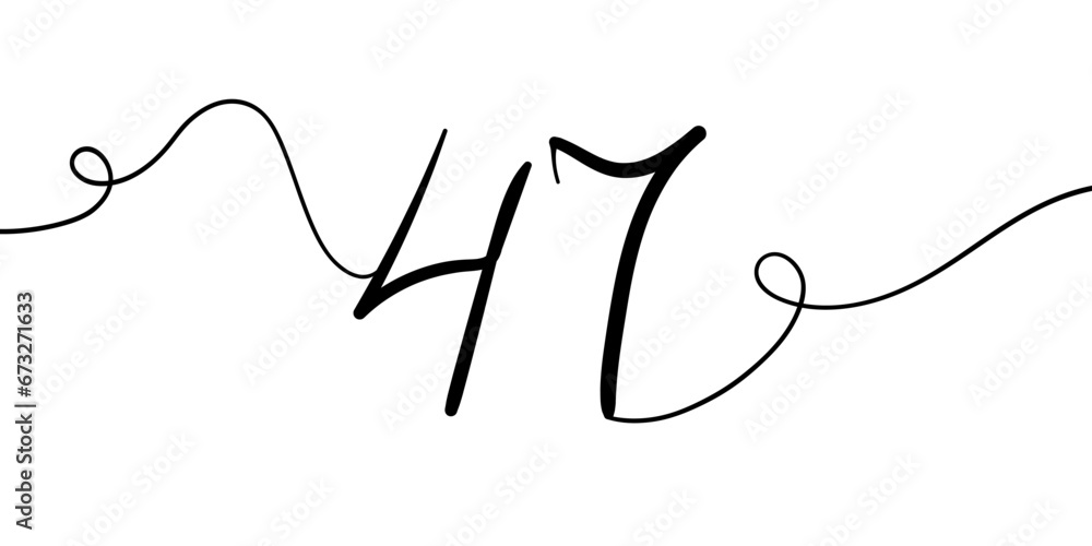 Number 47 line art drawing on white background. Anniversary 47th ...