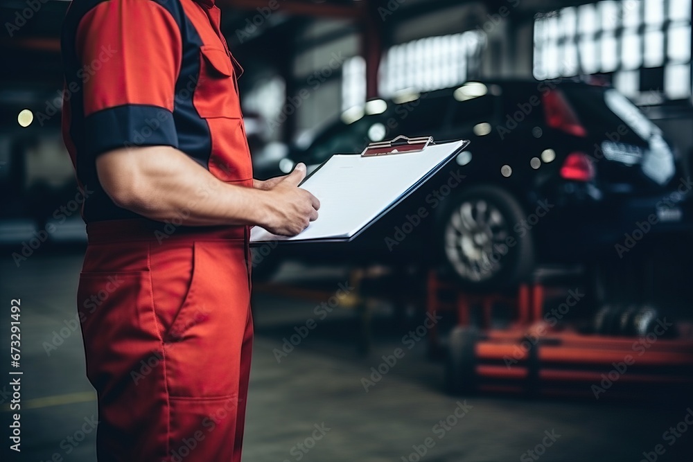 Mechanical checklist and vehicle inspection at the garage Auto car ...