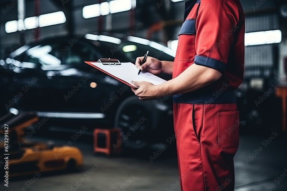 Mechanical checklist and vehicle inspection at the garage Auto car ...