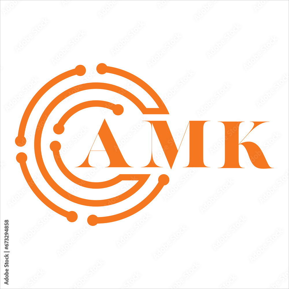 AMK letter design.AMK letter technology logo design on white background ...