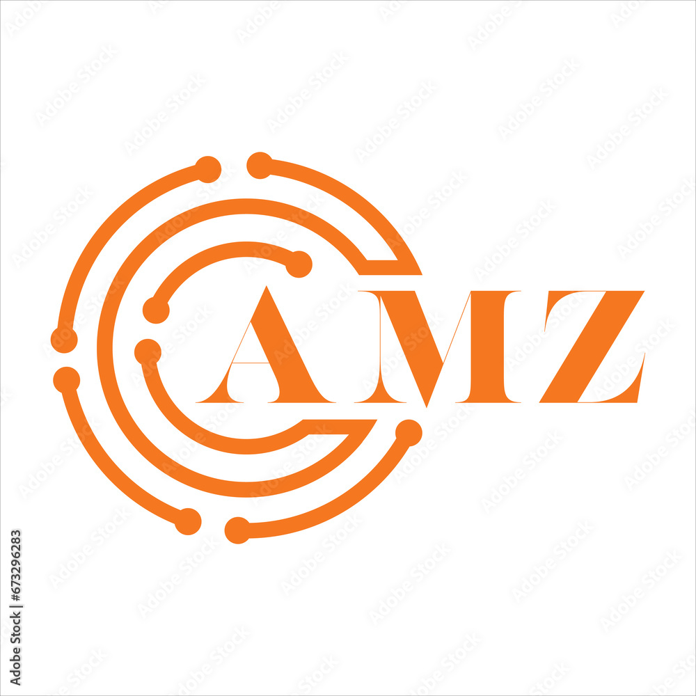 AMZ letter design.AMZ letter technology logo design on white background ...