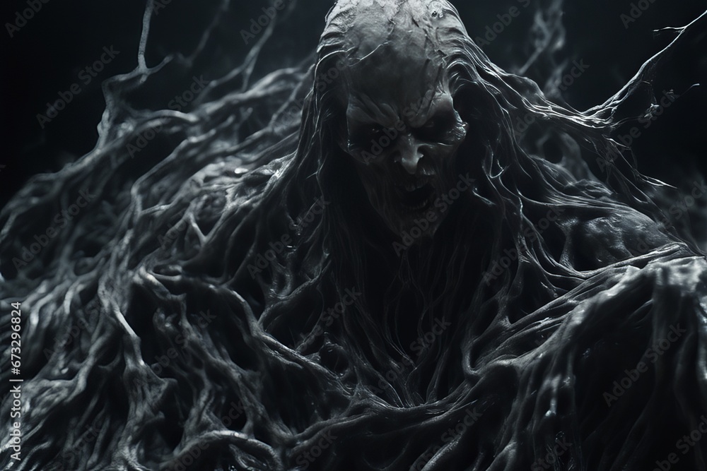 scary monster in dark room. 3d rendering.scary monster in dark room. 3d ...