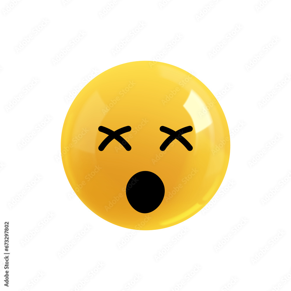 ภาพประกอบสต็อก Emoji face screaming in fear. Emotion Realistic 3d ...