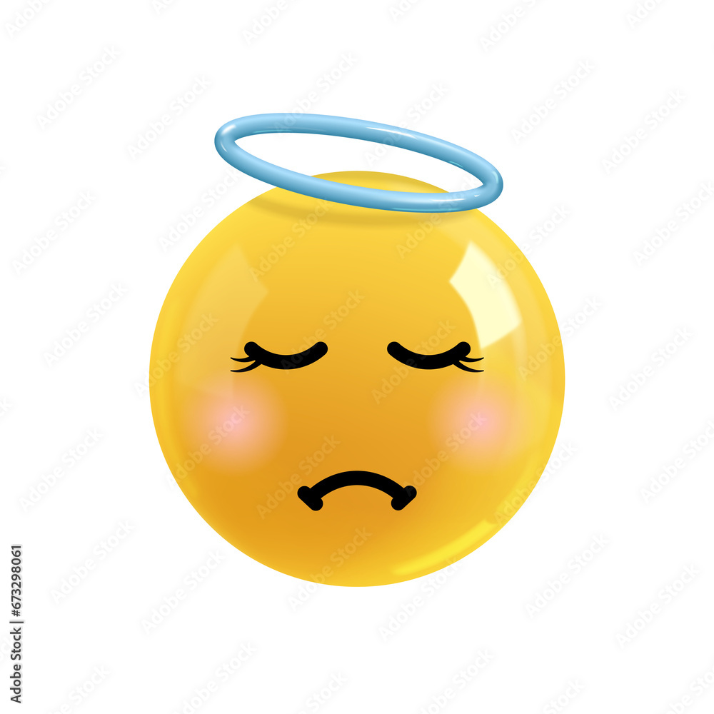 Emoji face of an upset angel. Emotion Realistic 3d Render. Icon Smile ...