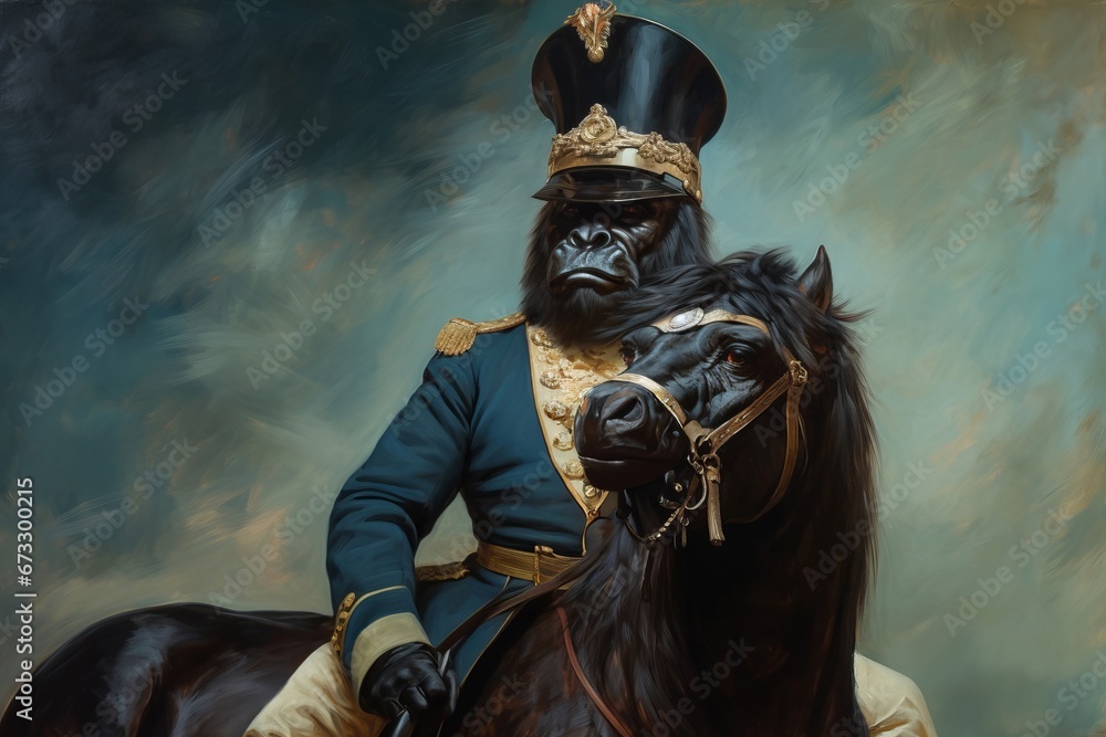 3D gorilla portrait, Ironic, Horse, Black, Painting, Soldier, Official ...