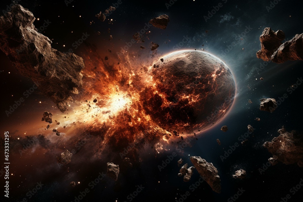 Cosmic apocalypse: planet explosion caused by meteorite impact ...
