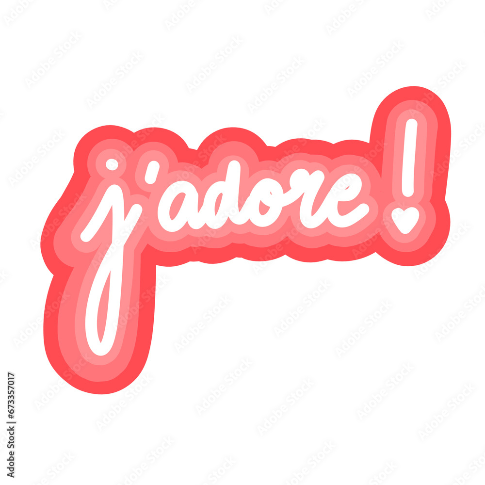 Stickers j'adore ! écrit en blanc et rouge style pop Stock Illustration ...