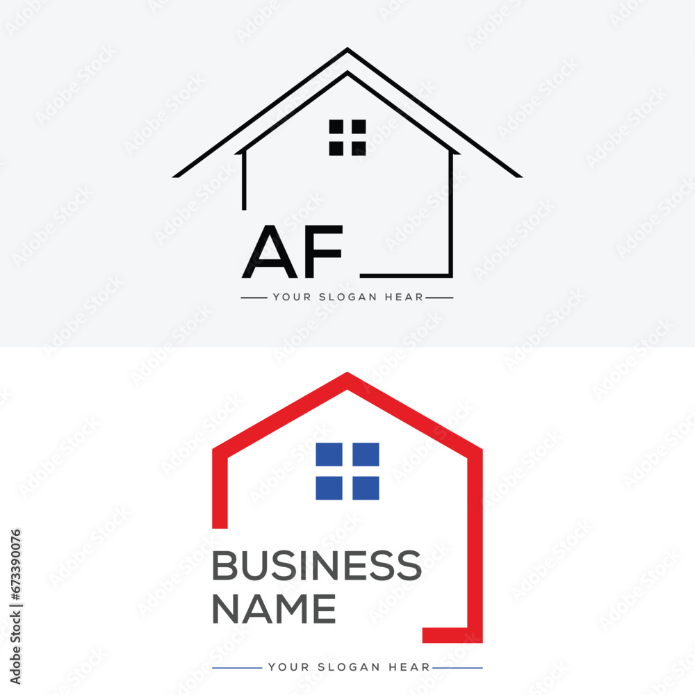 Initial Creative Real Estate AF Logo Icon, Unique AF Building Logo ...