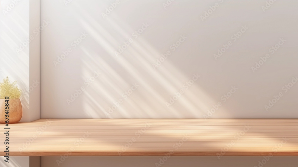 clean background desk, white and light wood color, perfect for product ...