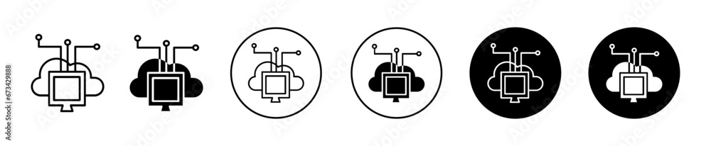 edge computing Icon set. cloud computing vector symbol in black filled ...