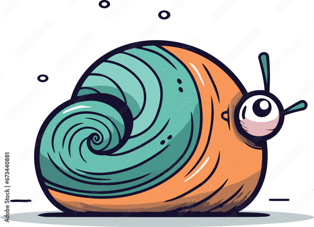 Cartoon snail. Vector illustration of a funny snail isolated on white ...