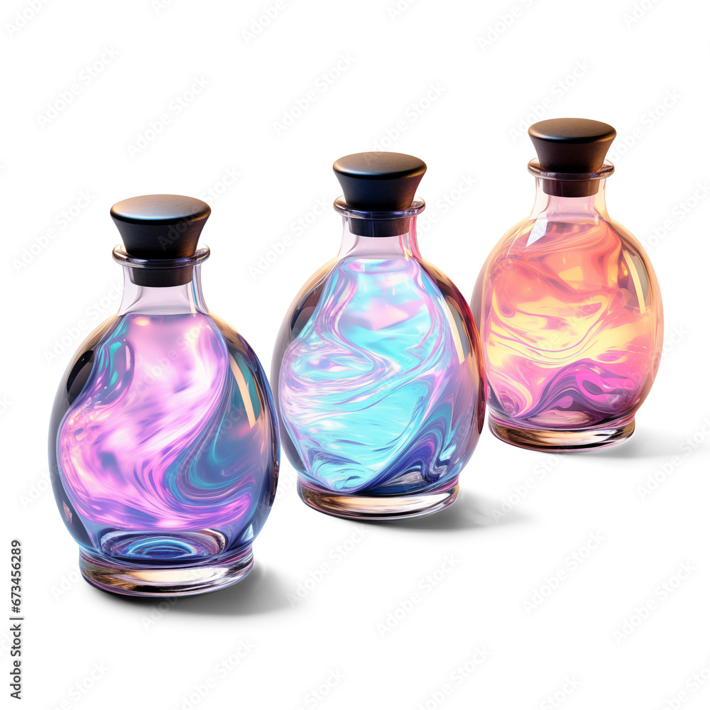 Game potion. Cartoon elixir for strength mana and stamina, love poison ...