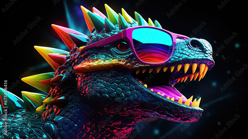 Funny tyrannosaurus rex with sunglasses. Prehistoric lizard. T-Rex ...