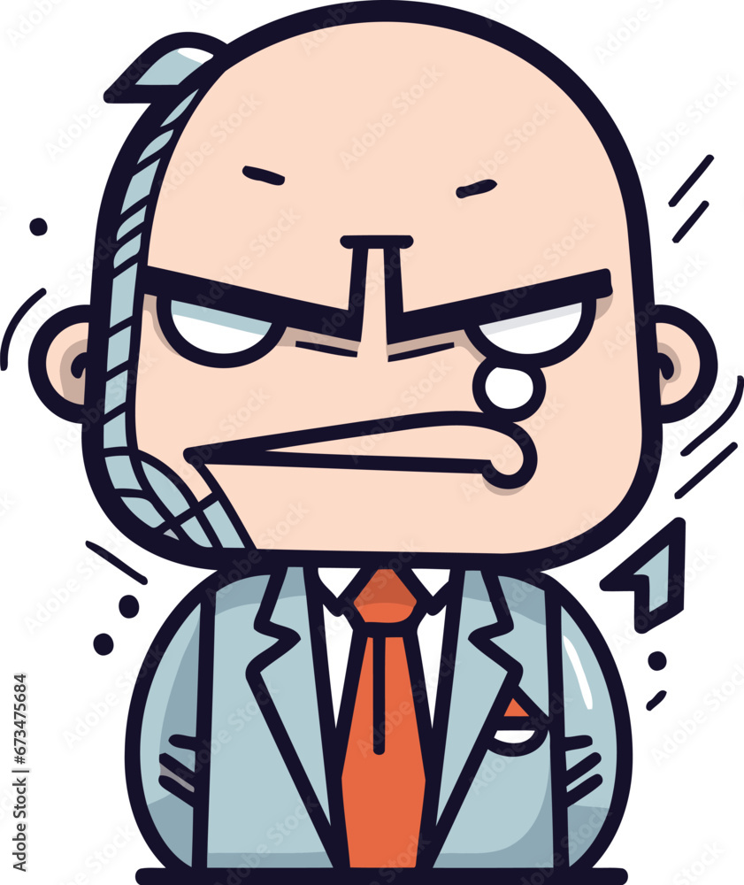Angry Boss Cartoon Vector Illustration of Businessman Character. Stock ...