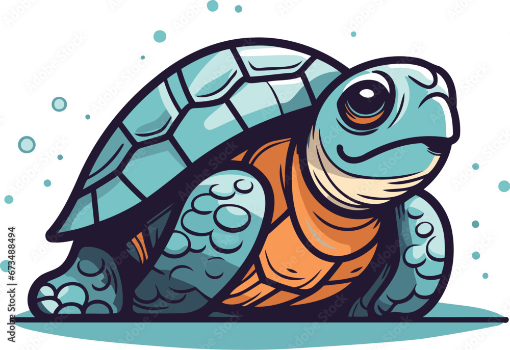 Cartoon turtle. Vector illustration of a sea turtle isolated on white ...