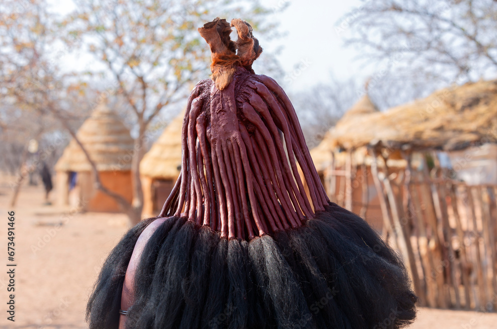 Traditional hairstyle of women in the Himba tribe photographed from ...