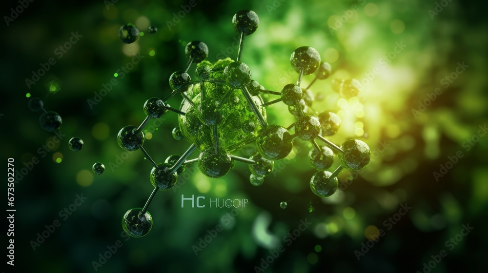 Green Hydrogen H2 gas molecule. Production of green hydrogen energy ...