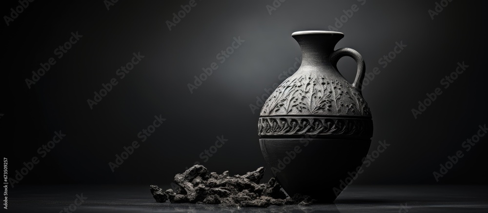 An unconventional representation of an antique clay bottle in abstract ...