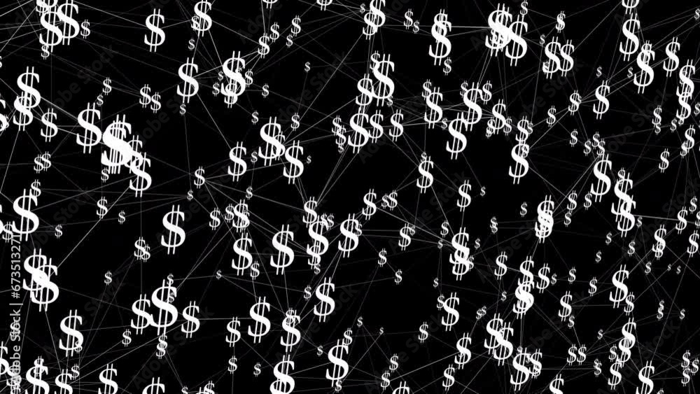 Wealth animation display of dollar symbols and pursuit of financial ...