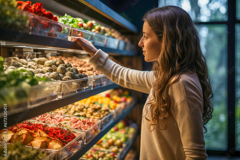 grocery shopping in a supermarket aisle, generative ai Stock Photo ...