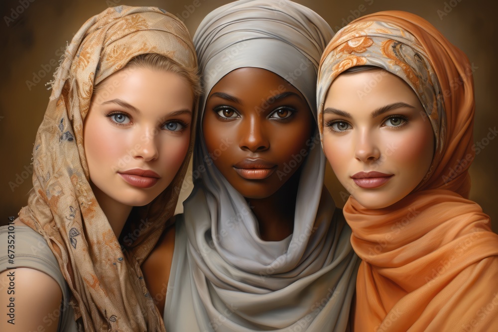 Multicultural girls friends, Arabic and African-American appearance in ...